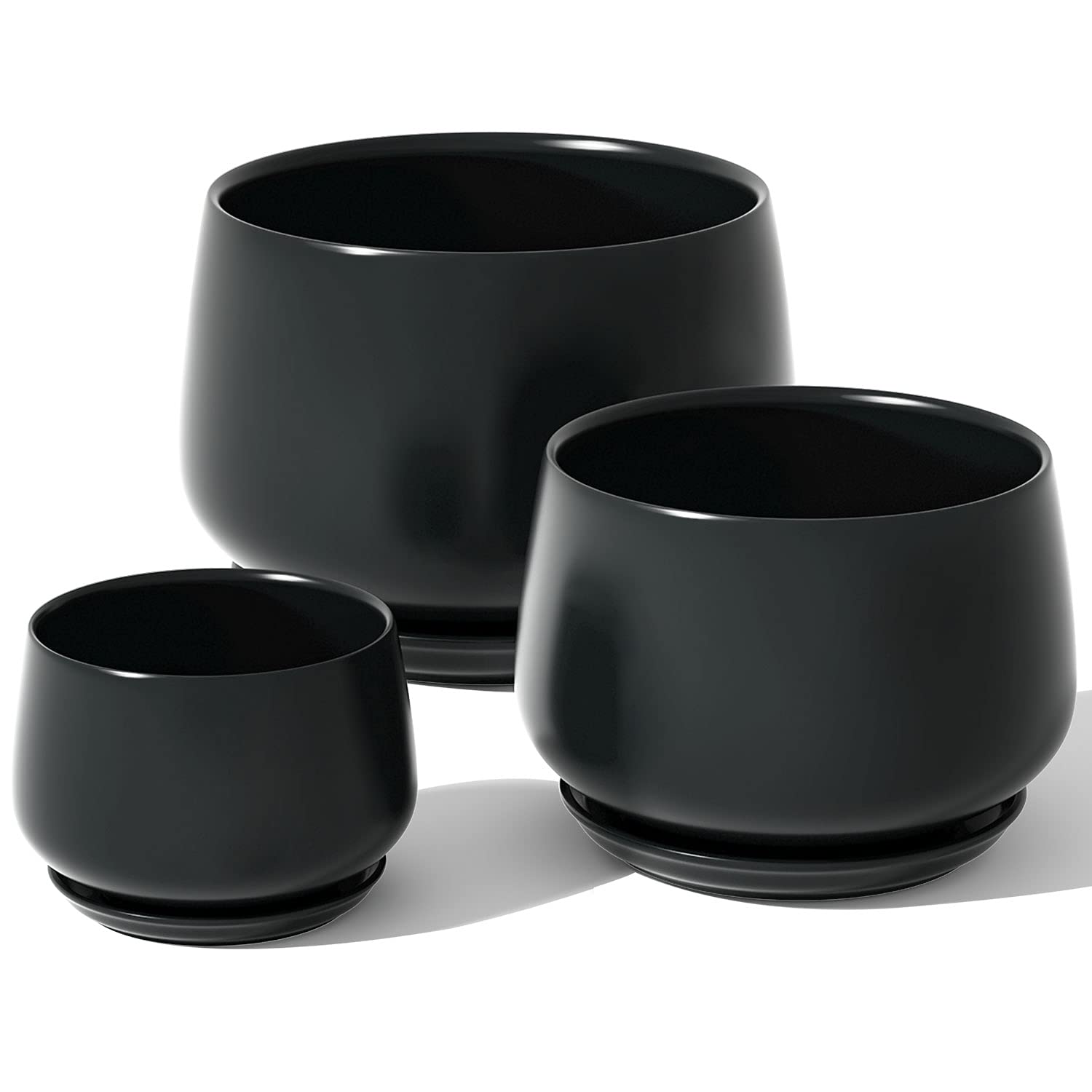LE TAUCI Plant Pots, 4.1+5.1+6.5 inch, Set of 3, Ceramic Planters with ...