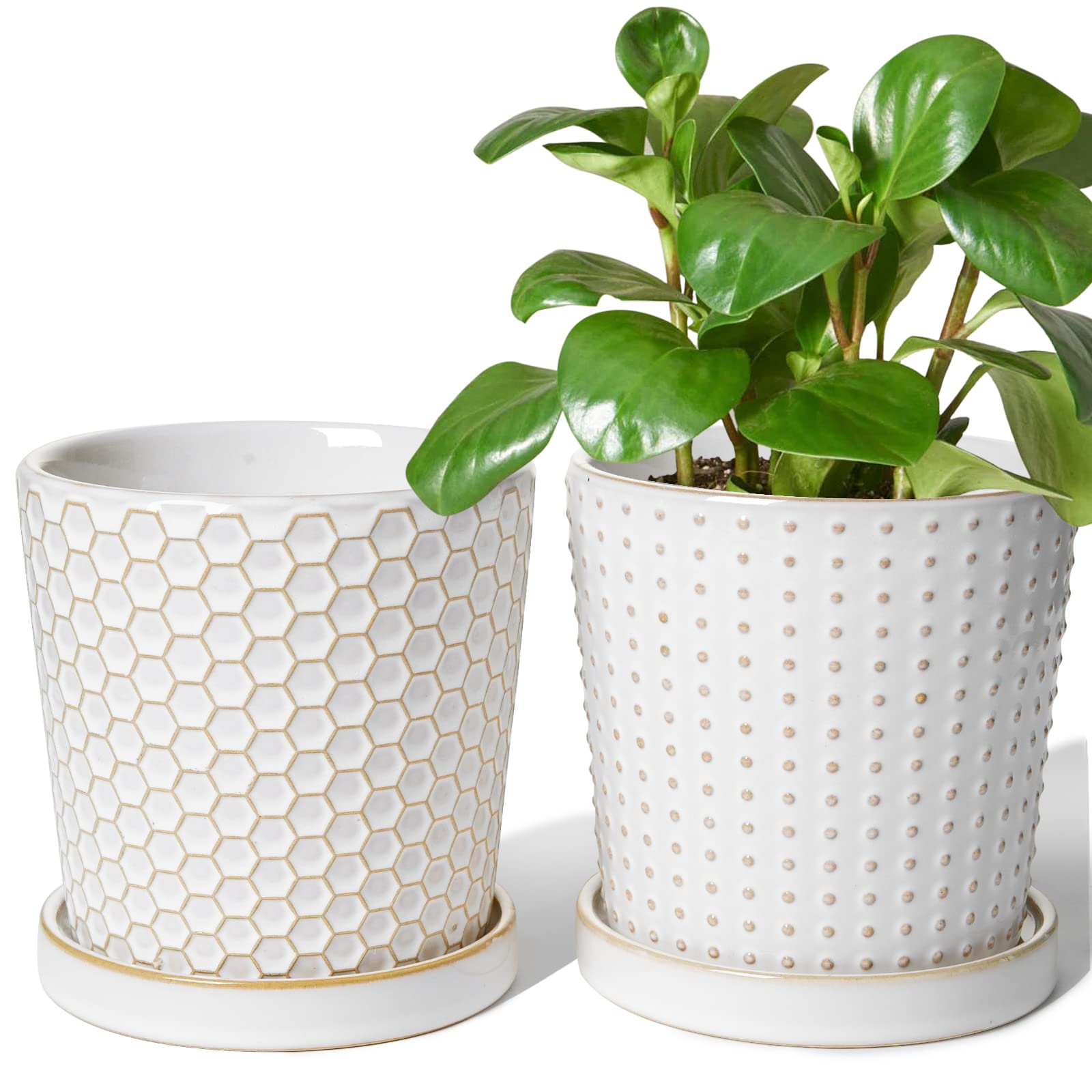 LE TAUCI Ceramic Plant Pots, 5.4 Inch Pots for Indoor Plants, Planters ...